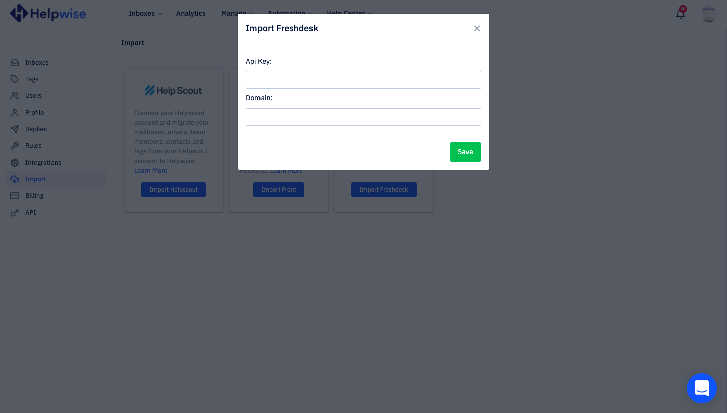 How to import Freshdesk account in Helpwise?