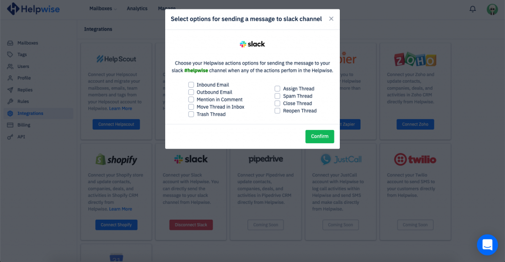 Shared Mailbox Slack Integration - Helpwise Product Updates