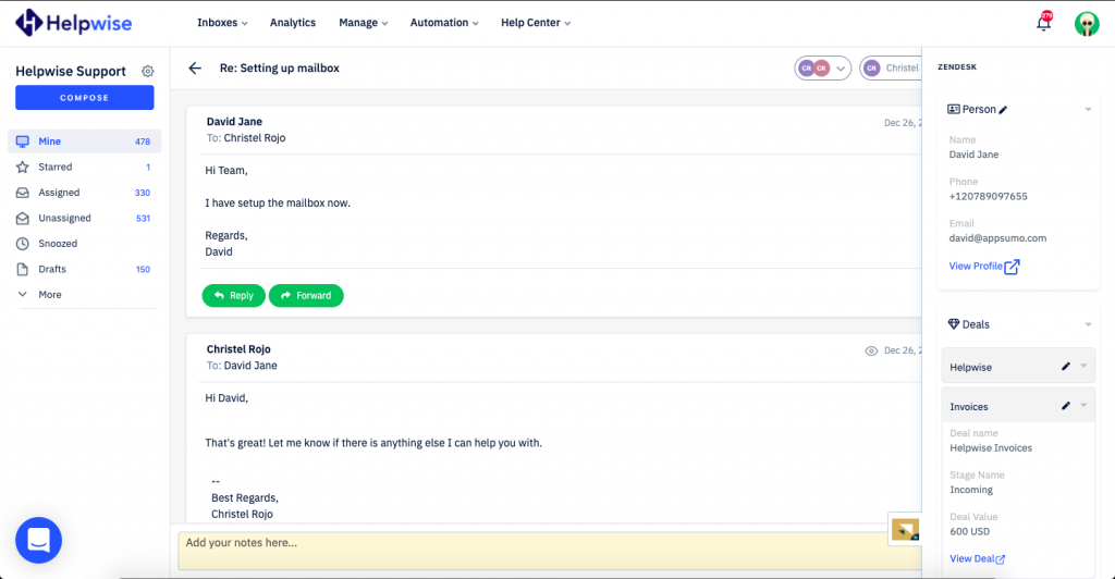 Shared Mailbox Zendesk Integration - Helpwise Product Updates Shared Mailbox Zendesk Integration - Helpwise Product Updates
