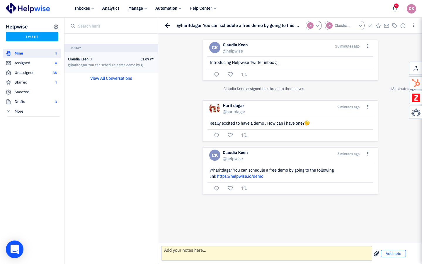 Twitter Shared Inbox For Your Team Helpwise Product Updates