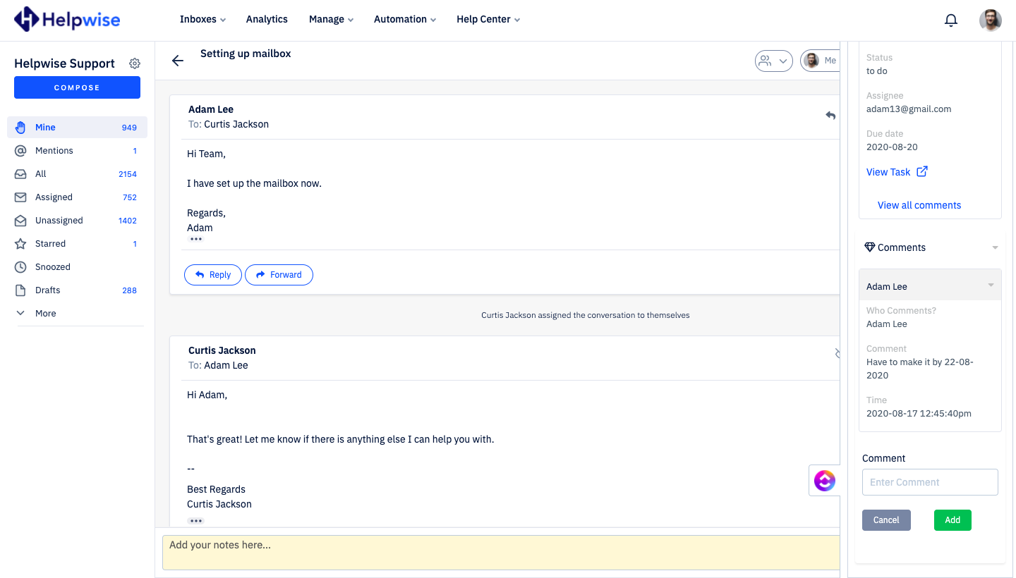 ClickUp Shared Inbox Integration - Helpwise Product Updates