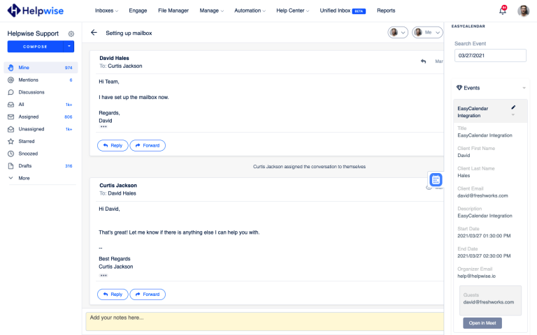 Shared Inbox Easycalendar Integration Helpwise Product Updates