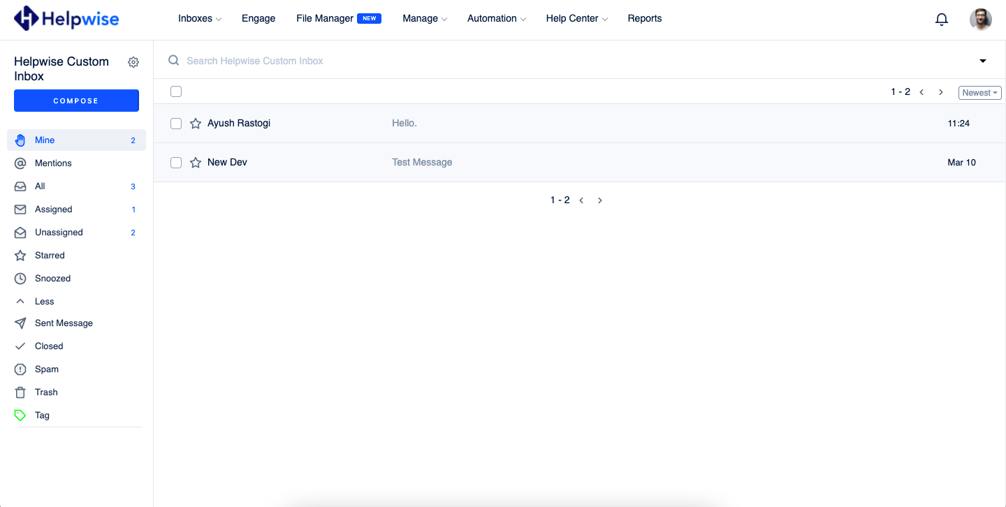 Shared custom inbox for your team - Helpwise Product Updates