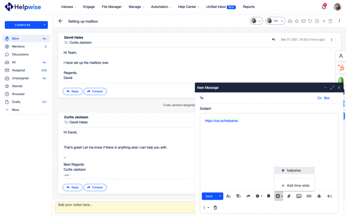 Shared Inbox Easycalendar Integration Helpwise Product Updates
